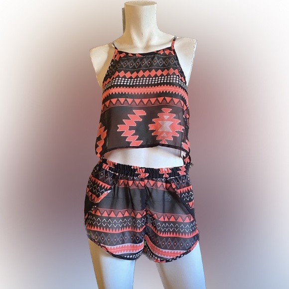 Boohoo | Intimates & Sleepwear | Sheer Boho Southwestern Neon Y2k Cami ...